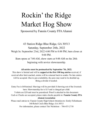 Fillable Online Rockin' the Ridge Hog Show Entry Form 2 Fax Email Print ...