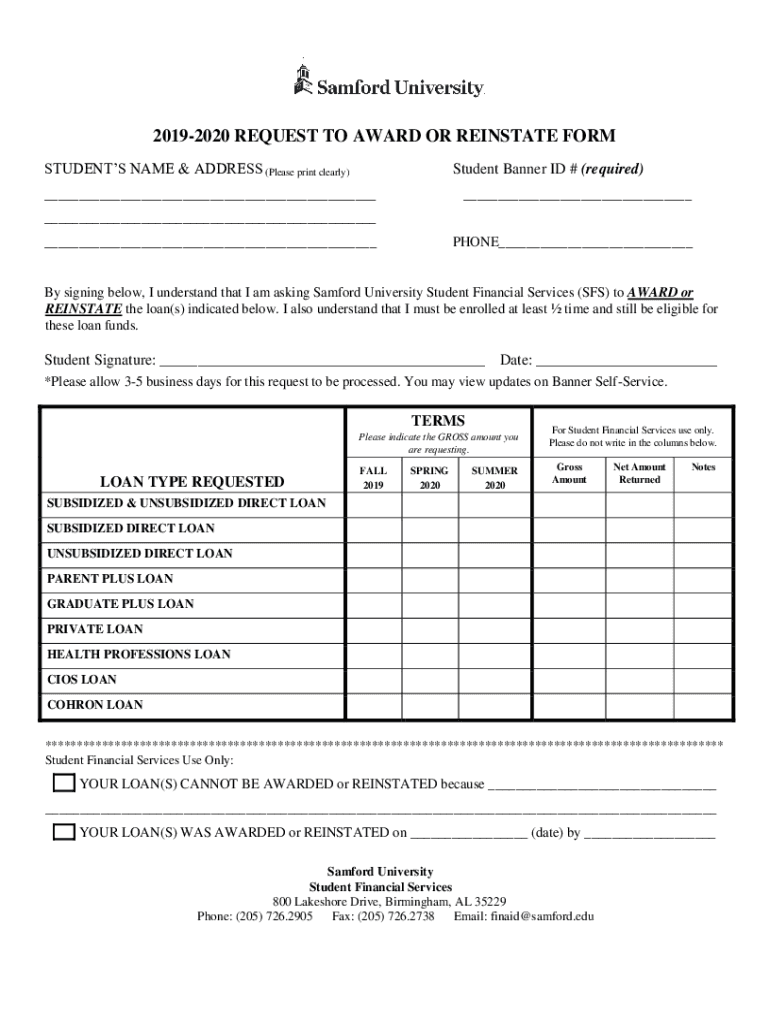 Fillable Online 2019-2020 Graduate Federal Work Study Request Form Fax ...