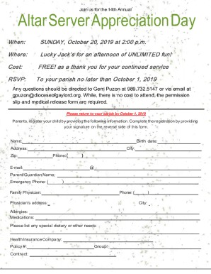 Fillable Online Youth Altar Server Registration Form Fax Email Print ...