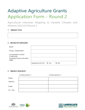 Fillable Online Application Form - Round 2Adaptive Agriculture Grants ...
