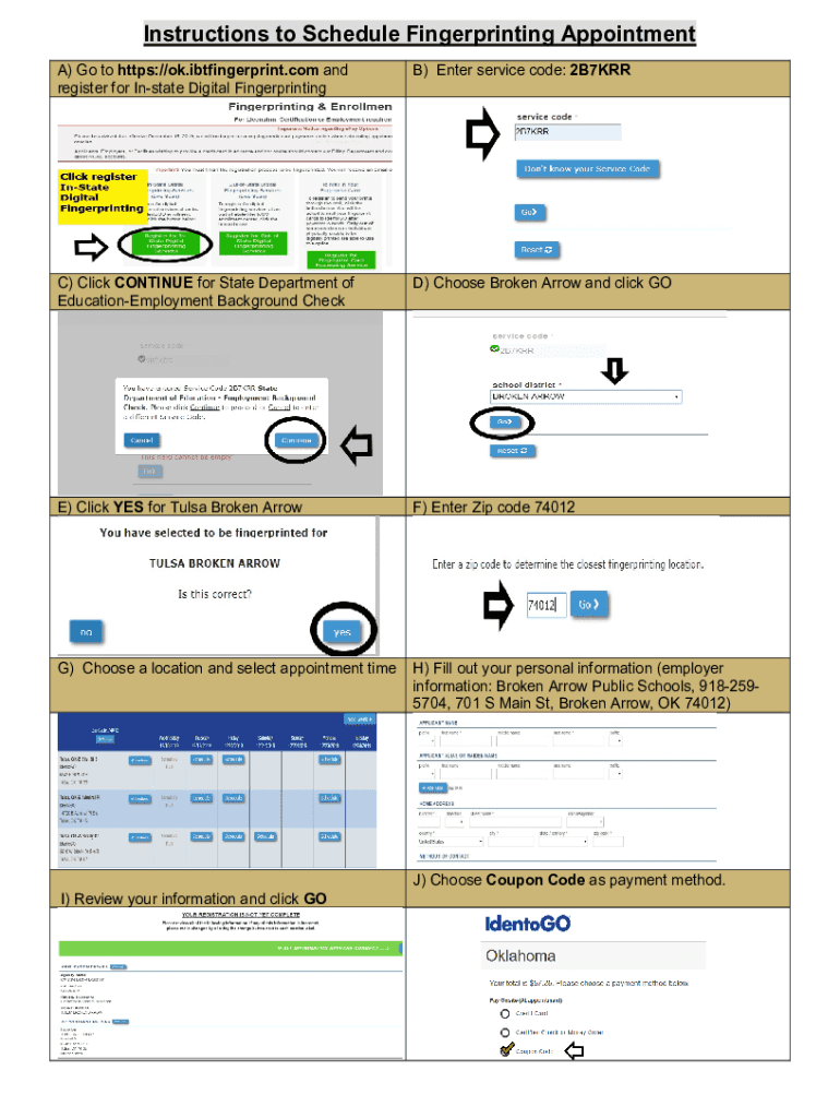 Fillable Online Instructions to Schedule Fingerprinting Appointment Fax ...