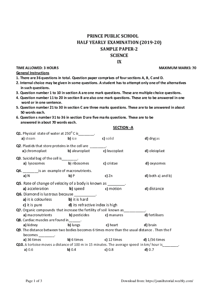 Fillable Online CBSE Class 9th Maths Mid Term Sample Paper-1 (PPS) 2019 ...