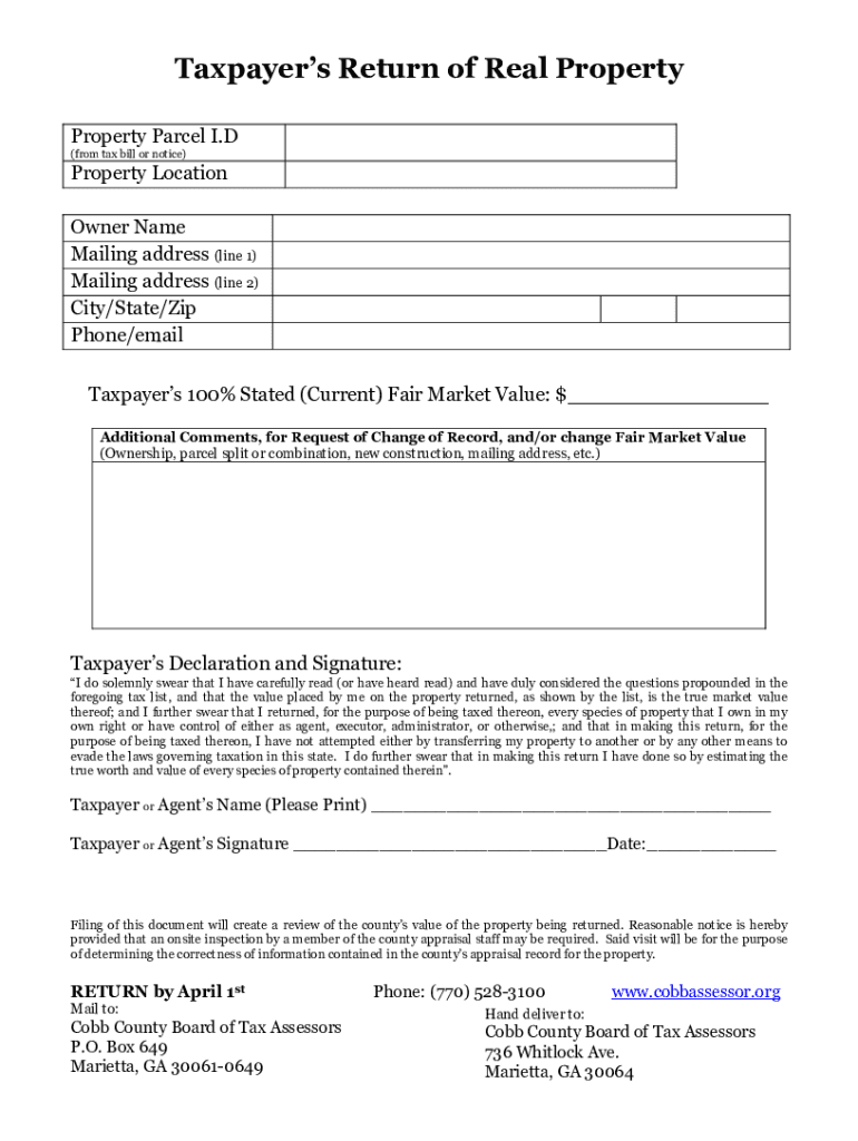 Fillable Online Taxpayer Return of Real Property Draft 2.doc Fax Email ...