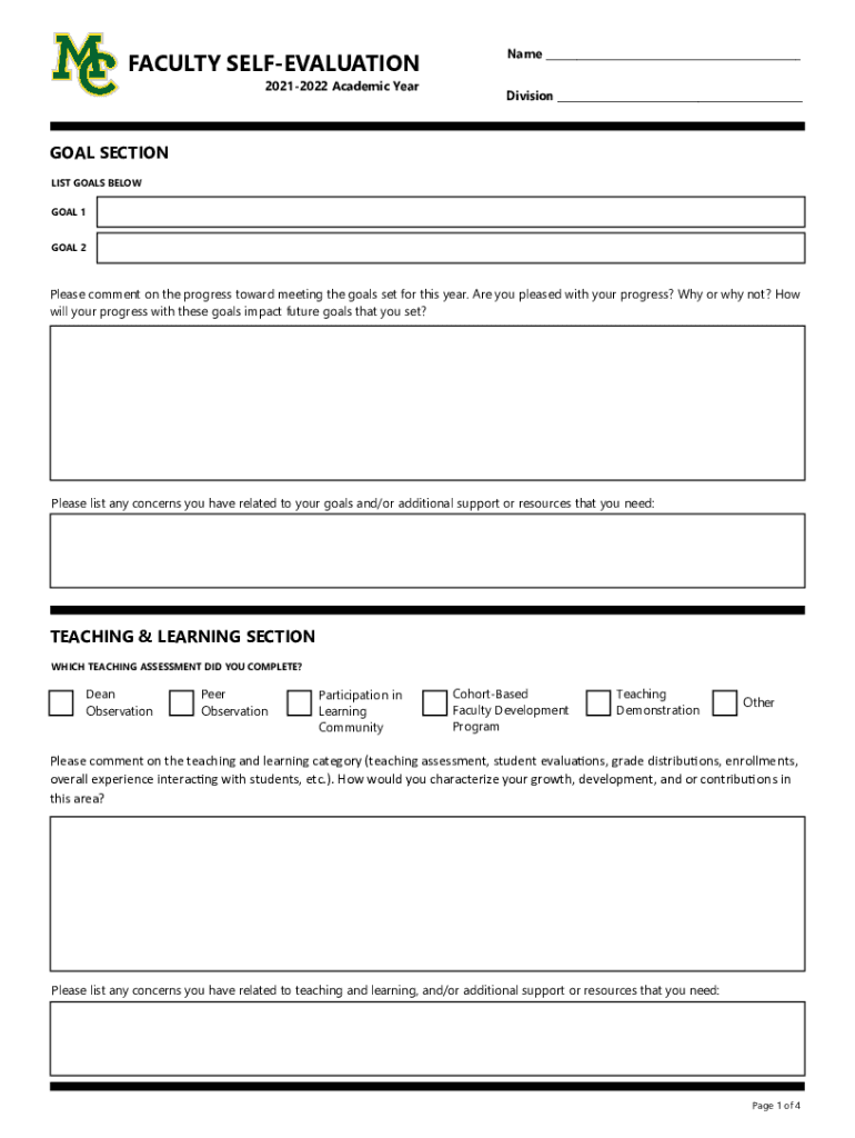 Fillable Online Setting Goals for Faculty Annual Reviews - Watermark Insights Fax Email Print ...