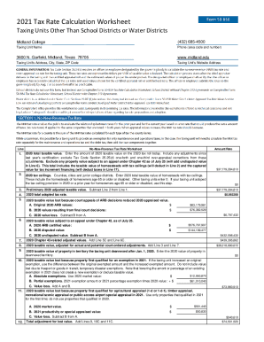 Fillable Online 2021 Tax Rate Calculation Worksheet Taxing Units Other ...