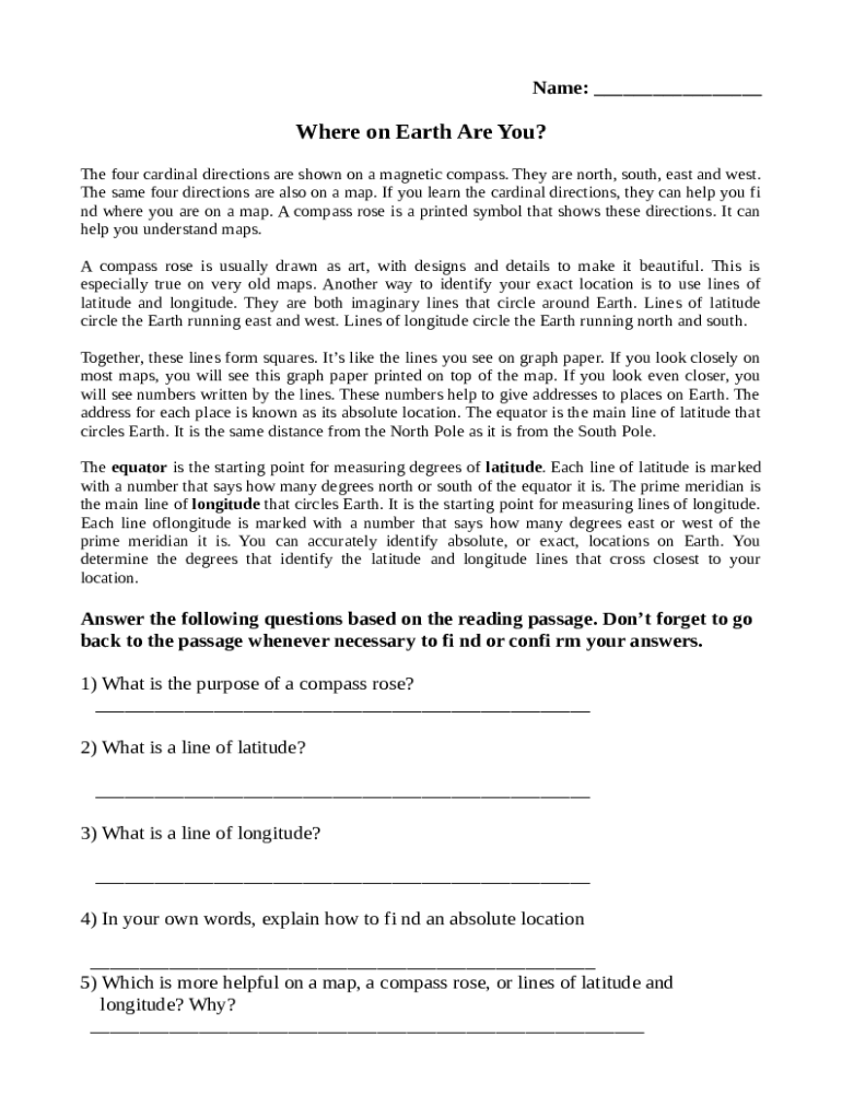 Fillable Online 4th Grade Reading Comprehension Worksheets Fax Email ...