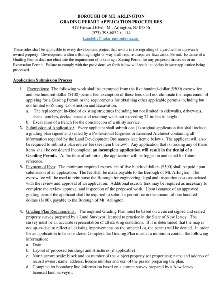 Fillable Online Grading Permit Application Procedure Fax Email Print ...