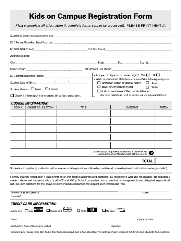 Fillable Online REGISTRATION INFORMATION AND FORMS Fax Email Print ...