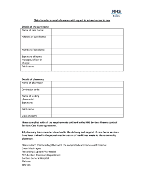 Fillable Online Claim form for annual allowance with regard to ...