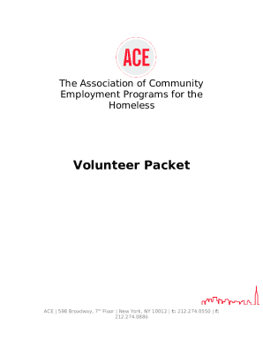 Volunteer Packet - ACE Programs for the Homeless Doc Template | pdfFiller