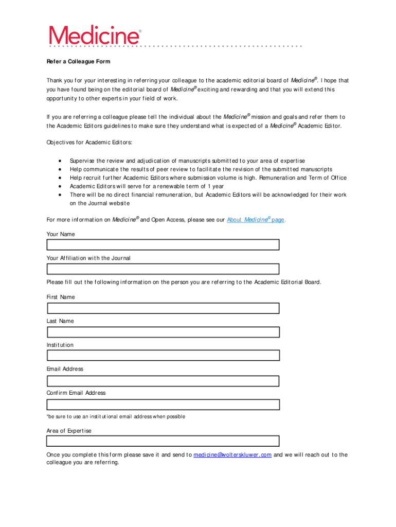 Fillable Online Refer a Colleague Form Thank you for your interesting ...