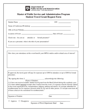 Fillable Online bush tamu Student-Travel-Grant-Request-Form.pdf - TAMU Bush School Fax Email ...