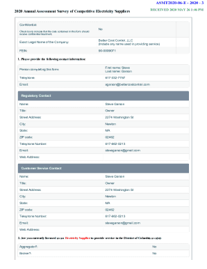Fillable Online edocket dcpsc 2020 Annual Assessment Survey of ...
