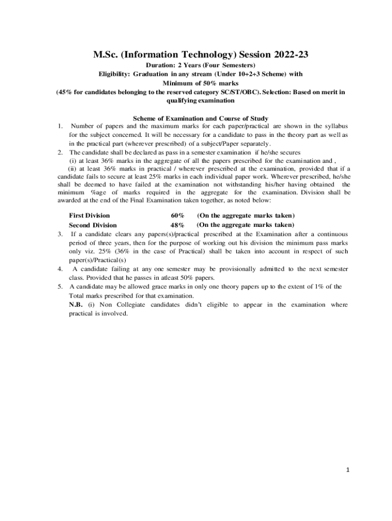 Fillable Online MSc IT: Course Details, Admission, Fees, Eligibility ...