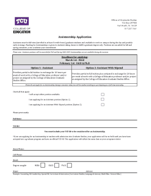 Fillable Online coe tcu Office Location and Hours - TCU Graduate ...