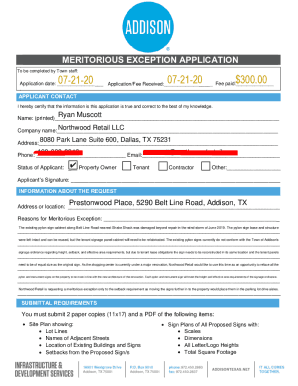 Fillable Online APPLICATION FOR REQUEST FOR SPECIAL EXCEPTIONS ... Fax Email Print - pdfFiller