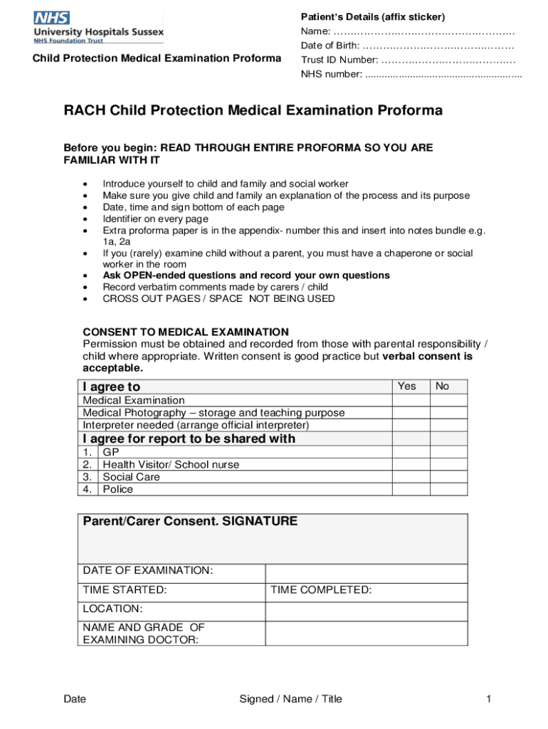 Fillable Online CHILD PROTECTION MEDICAL FACT SHEET Fax Email Print ...