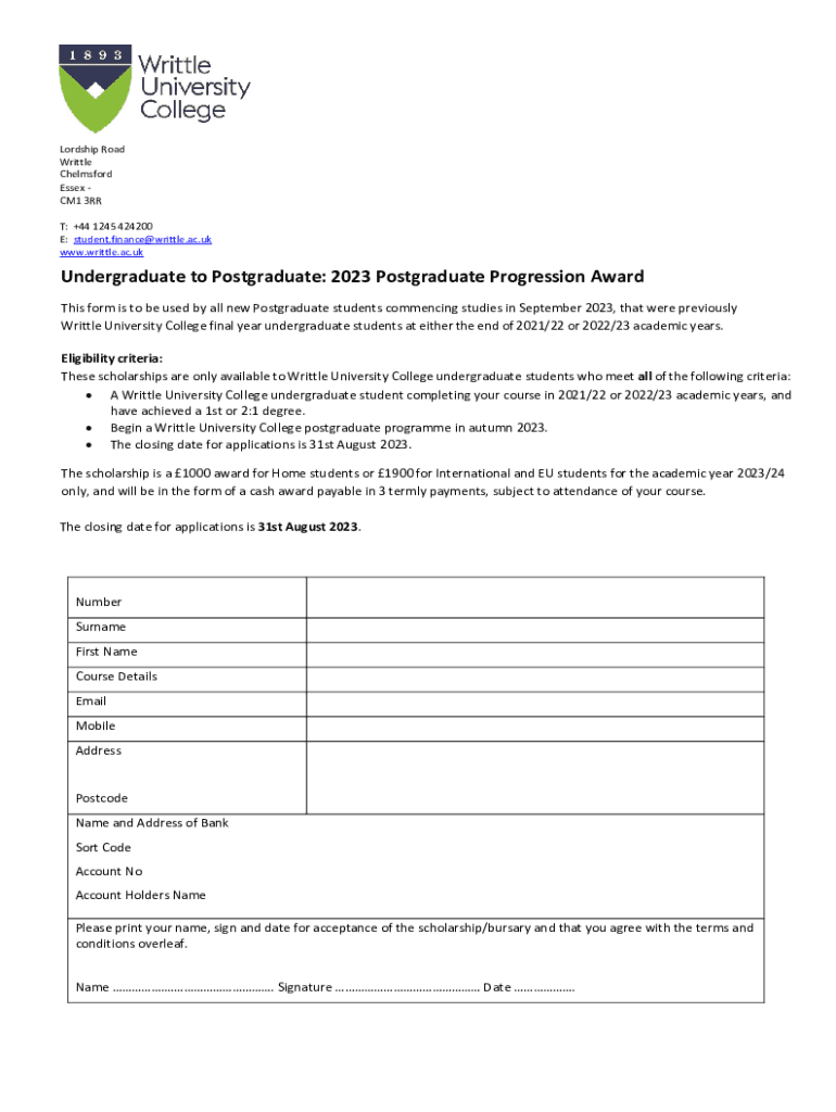 Fillable Online 2023 Postgraduate Progression Award Application Form Fax Email Print - pdfFiller