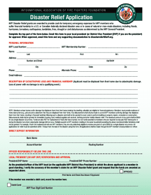 Fillable Online Disaster Relief ApplicationIAFF Fax Email Print - pdfFiller