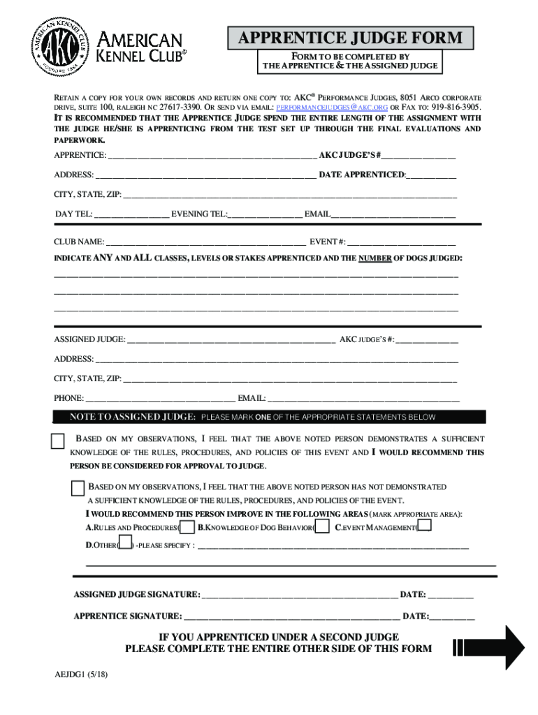 Fillable Online UKC RALLY OBEDIENCE JUDGE APPRENTICE FORM Fax Email ...