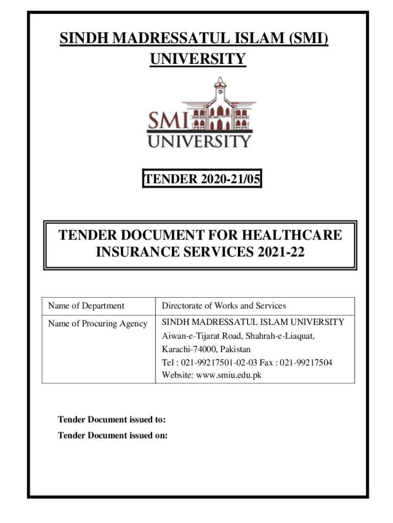 Fillable Online TENDER DOCUMENT FOR HEALTHCARE Fax Email Print - pdfFiller