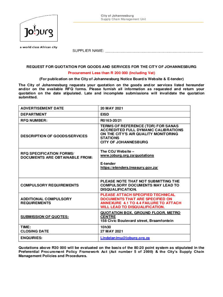 Fillable Online TERMS OF REFERENCE (TOR) FOR SANAS Fax Email Print ...