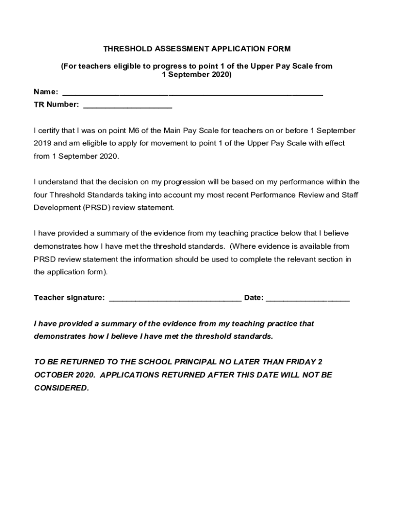 Fillable Online threshold assessment application form Fax Email Print ...