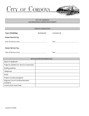 Fillable Online Water/Sewer Connection Permit Fax Email Print - pdfFiller