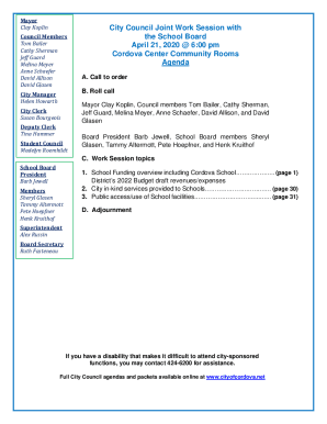 Fillable Online City Council Joint Work Session with the School ...