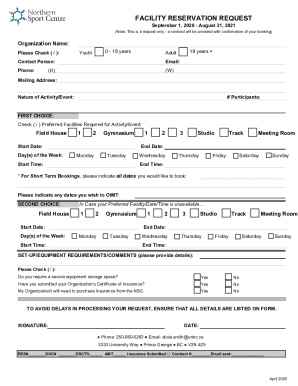 Fillable Online Facility Reservation Request/Agreement Fax Email Print - pdfFiller
