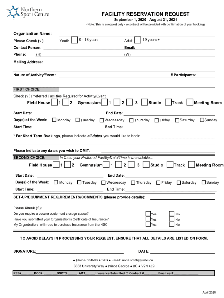Fillable Online Facility Reservation Request/Agreement Fax Email Print - pdfFiller