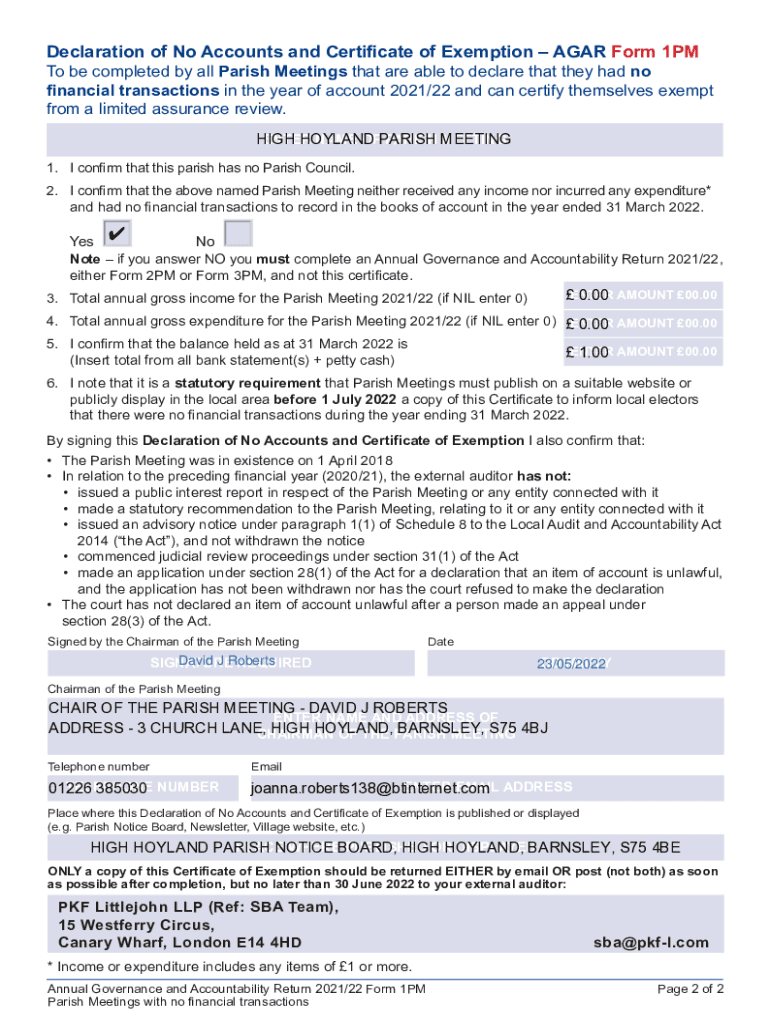 Fillable Online Annual Governance and Accountability Return 2021/22 ...