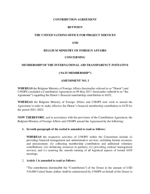 Fillable Online contribution agreement - FPS Foreign Affairs Fax Email ...