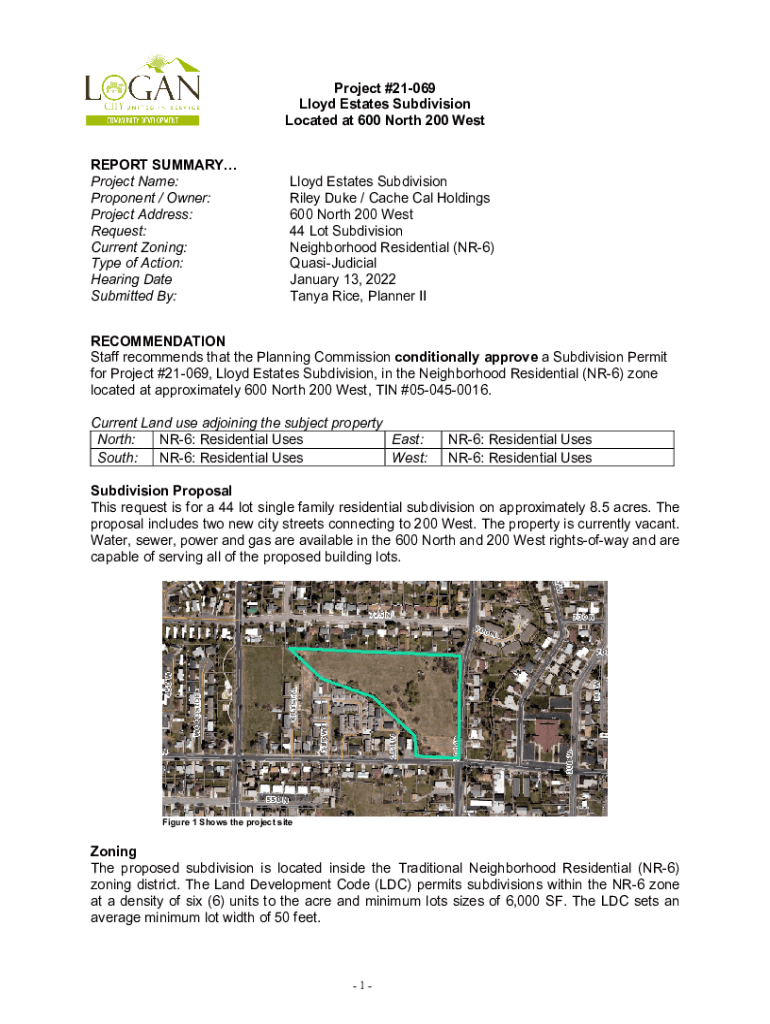Fillable Online Project #21-069 Lloyd Estates Subdivision Located at ...