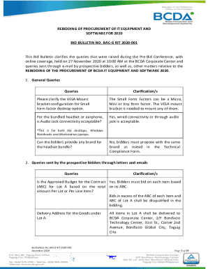 Fillable Online 10. Clarification and Amendment of Bidding Documents C ...