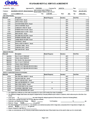 Fillable Online STANDARD UNIFORM RENTAL SERVICE AGREEMENT Fax Email ...