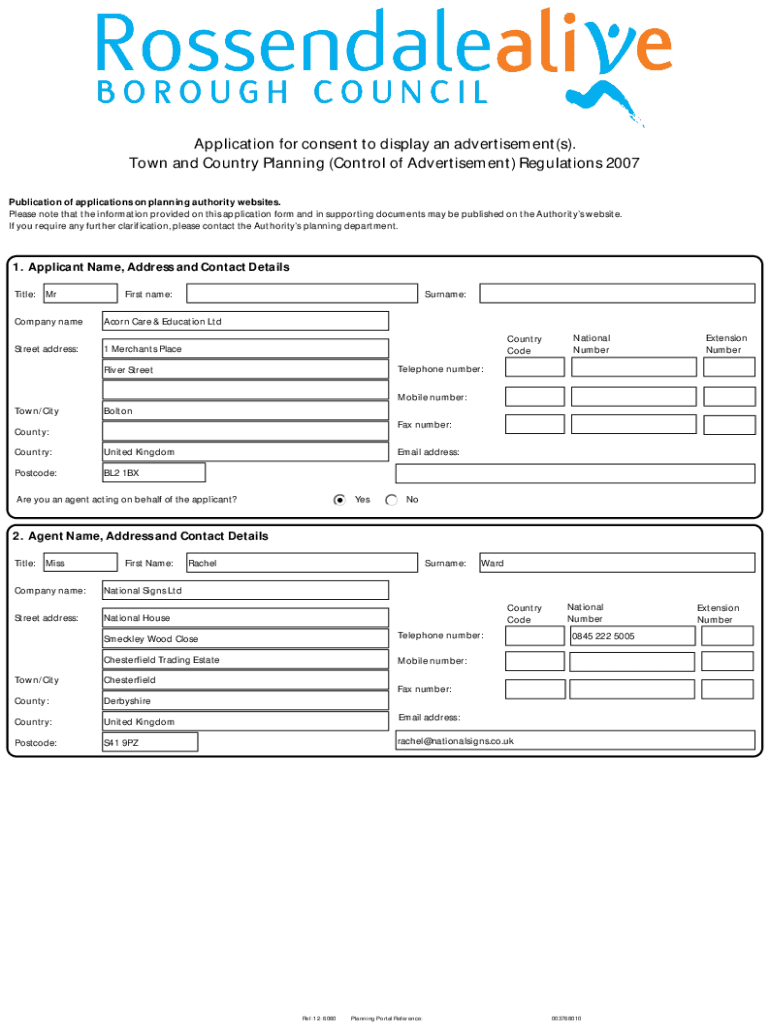 Fillable Online Application for Consent to Display an Advertisement(s) Town ... Fax Email Print ...