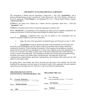 Fillable Online AMENDMENT TO MASTER SERVICES AGREEMENT. Fax Email Print ...