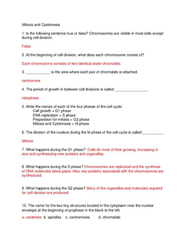 Fillable Online 10-2 Cell Division Worksheet FlashcardsQuizlet Fax ...