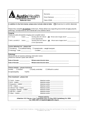 Fillable Online Hepatocellular carcinoma referral form - Austin Health Fax Email Print - pdfFiller