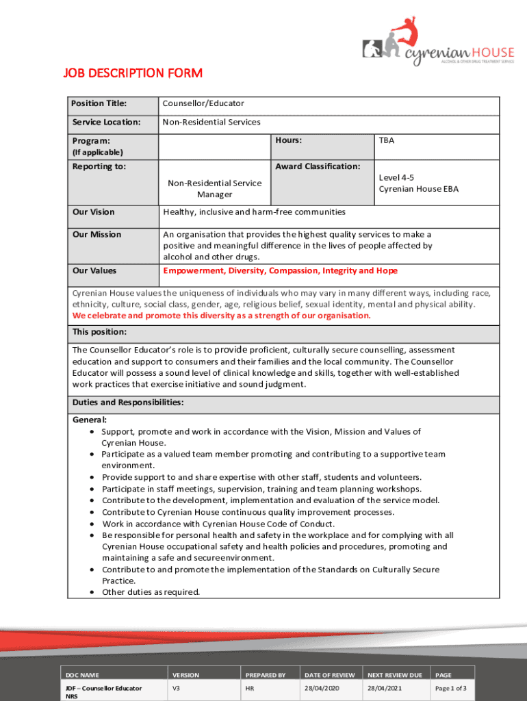Fillable Online Position Standards and Titles Guideline Fax Email Print ...