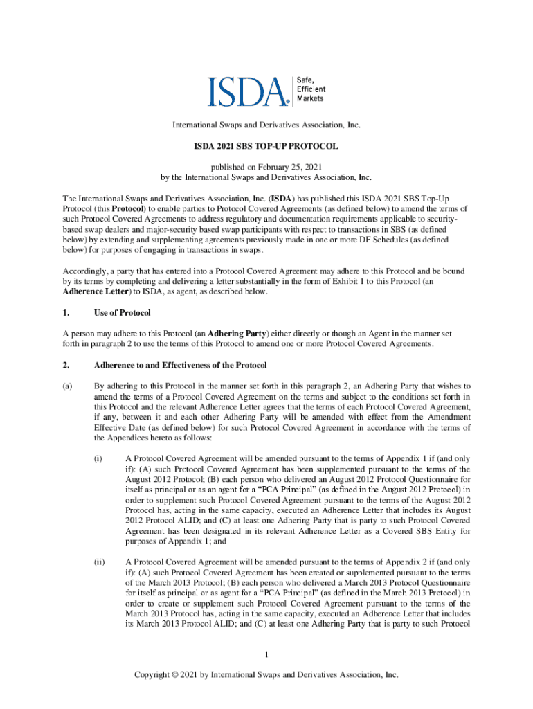 Fillable Online ISDA Publishes SBS Top-Up Protocol for SEC Dodd-Frank ...