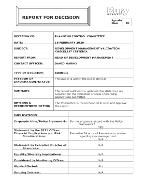 Fillable Online councildecisions bury gov PCC Report Validation ...