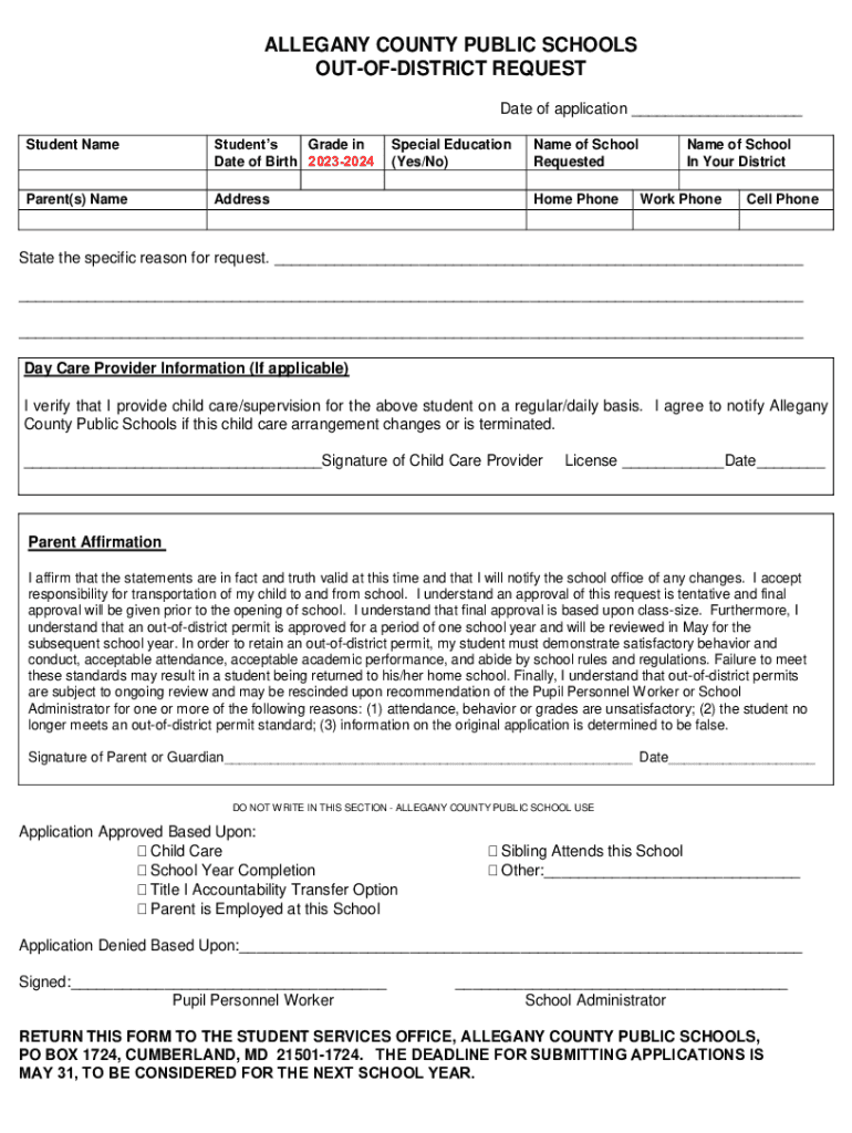 Fillable Online Early Childhood Education / Out-Of-District Permit Request Fax Email Print ...