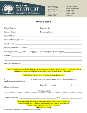 Fillable Online Driveway Permit Fax Email Print - pdfFiller