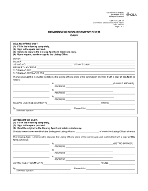 Fillable Online Commission Disbursement Form. Corporate Document Fax ...