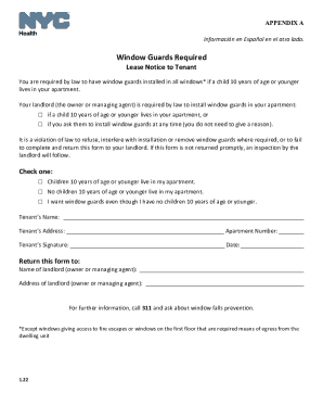 Fillable Online Window Guards Required - Lease Notice to Tenant - NYC ...