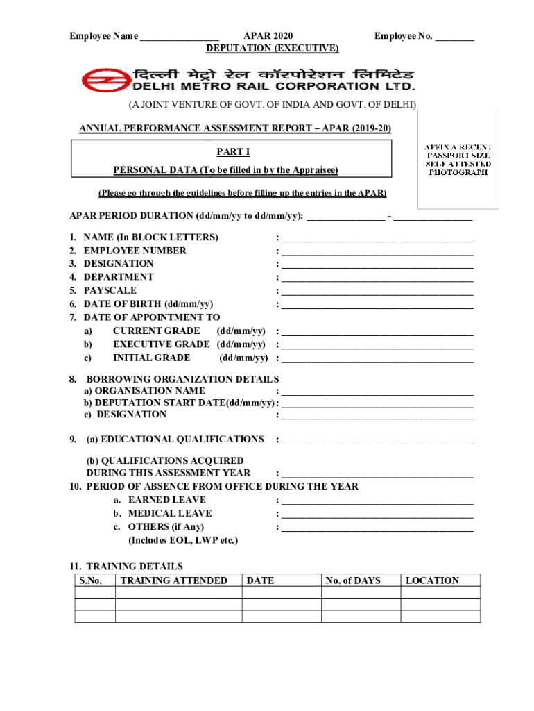 Fillable Online Annual Performance Assessment Report for Officers of ...
