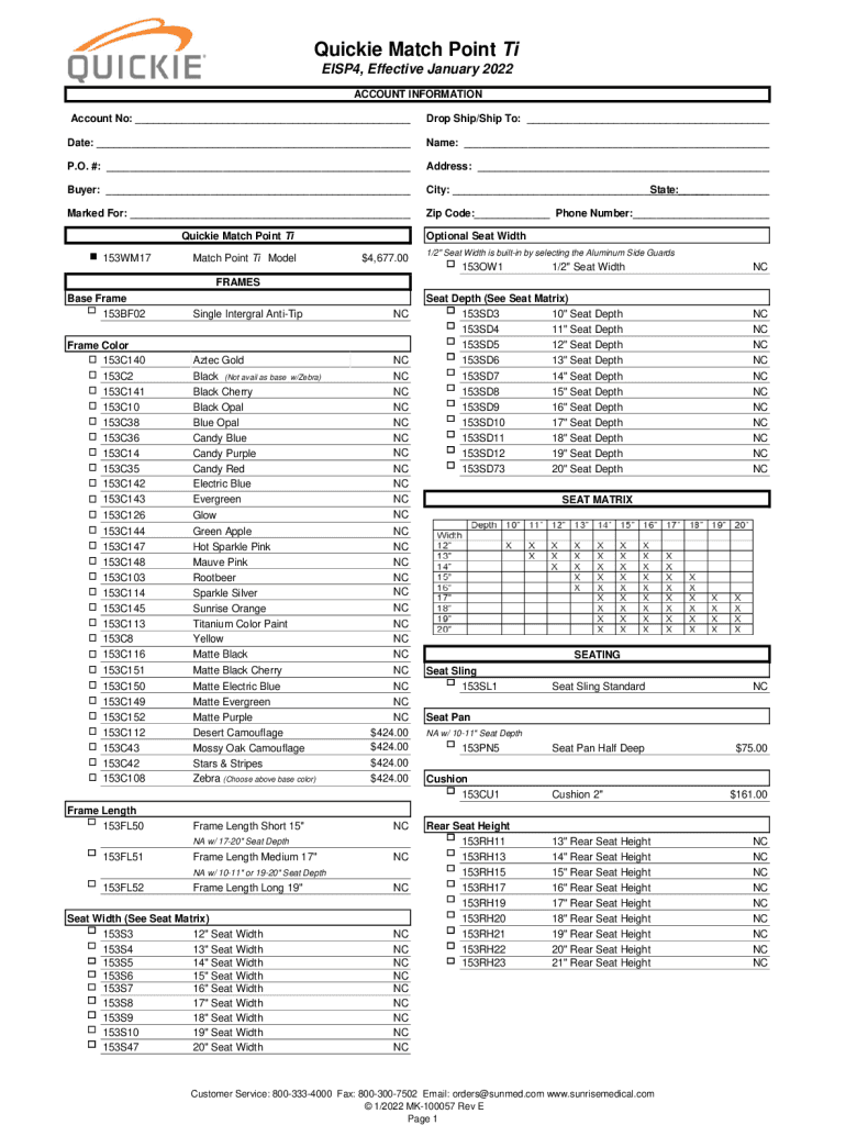 Fillable Online Quickie Match point Ti - Wheelchair Tennis - Products Fax Email Print - pdfFiller
