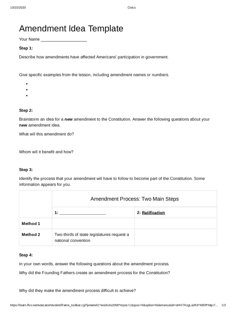 Fillable Online Amendment Idea Template Fax Email Print - pdfFiller